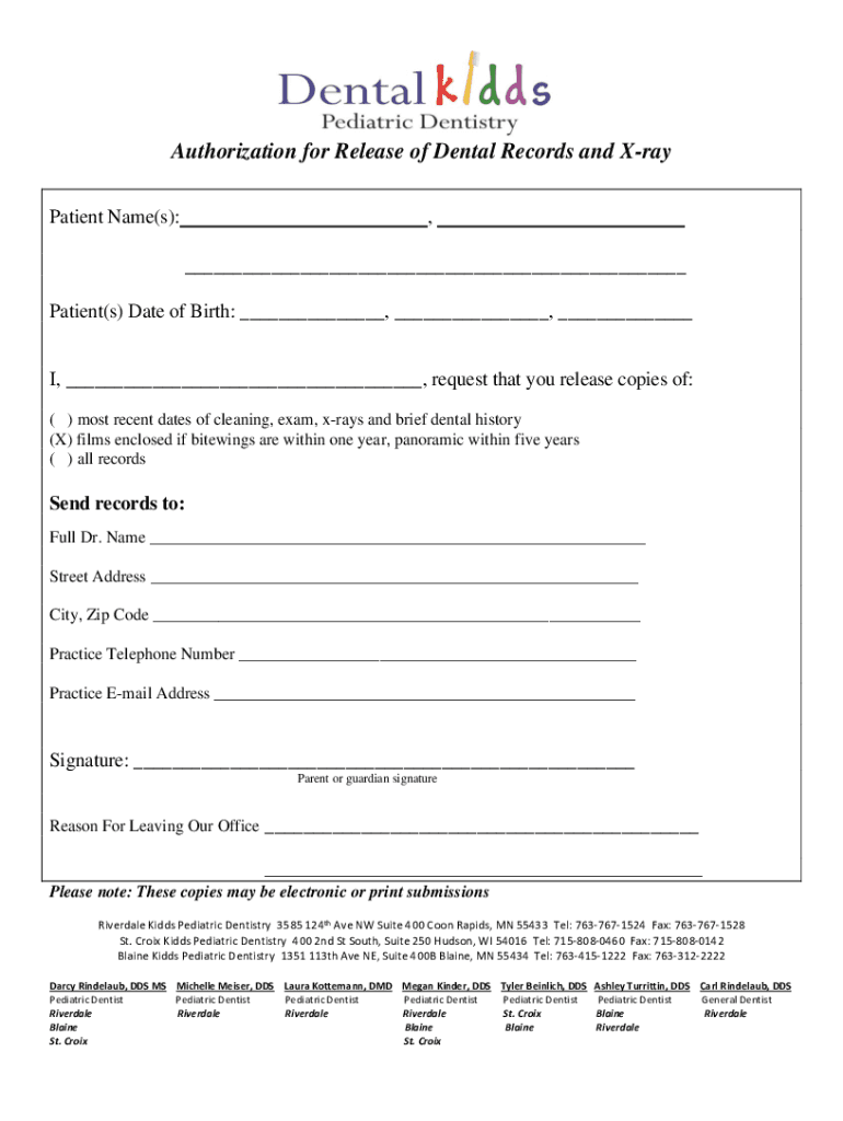 Fillable Online Authorization to Release Records/X-Rays Fax Email Print - pdfFiller