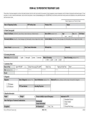 Fillable Online TB PREVENTIVE TREATMENT CARD Fax Email Print - pdfFiller