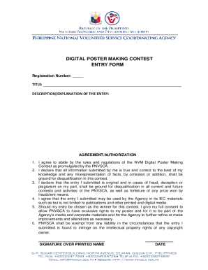 Fillable Online DIGITAL POSTER MAKING CONTEST ENTRY FORM Fax Email ...