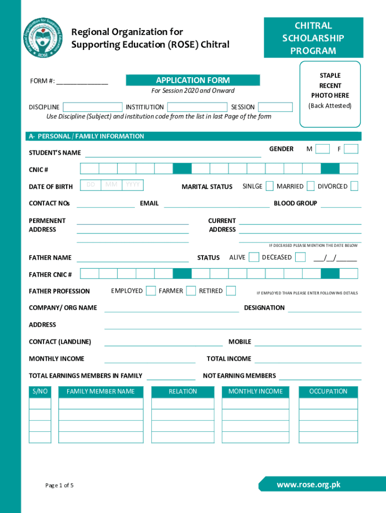 Fillable Online rose-form-new.pdf - CHITRAL SCHOLARSHIP PROGRAM Regional ... Fax Email Print ...