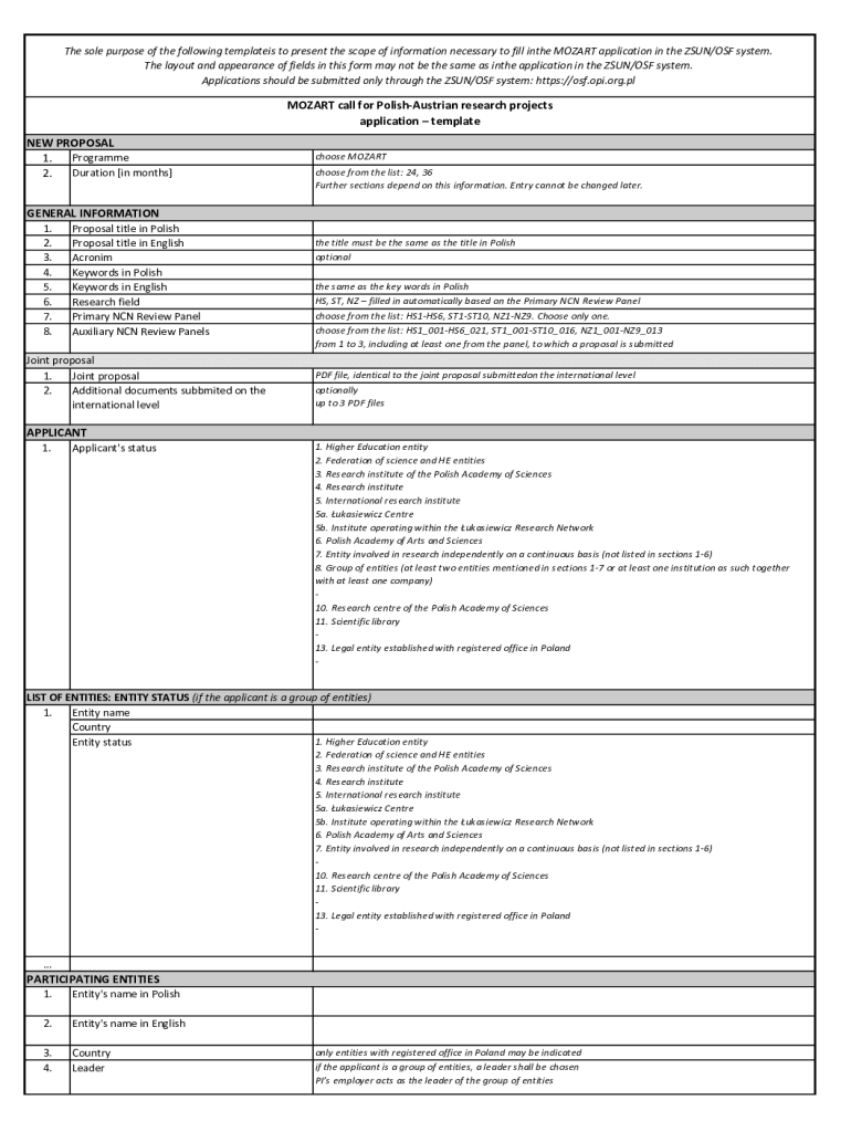 Fillable Online ncn gov Proposal form template Fax Email Print - pdfFiller