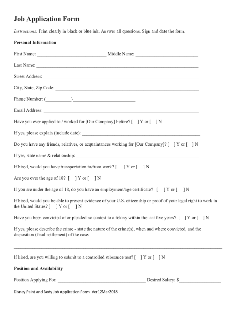 Fillable Online SampleJobApplicationForm.docx - Sample Job Application ...
