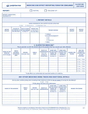 Fillable Online MEDICINE SIDE EFFECT REPORTING FORM FOR CONSUMER 22/07 ...