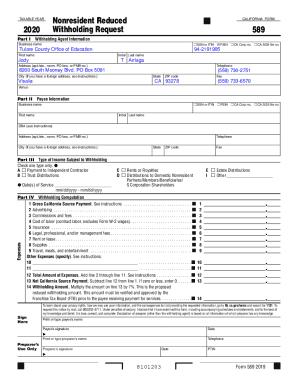Fillable Online 2020 Form 590 Withholding Exemption Certificate Fax ...