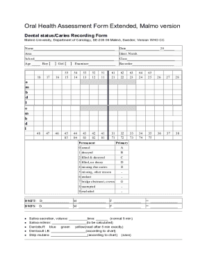 Fillable Online Oral Health Assessment Form - Washington, D.C. Fax ...