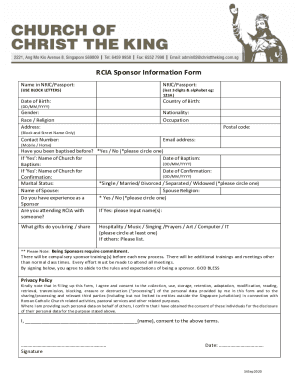 Fillable Online RCIA Sponsor Information Form Fax Email Print - pdfFiller