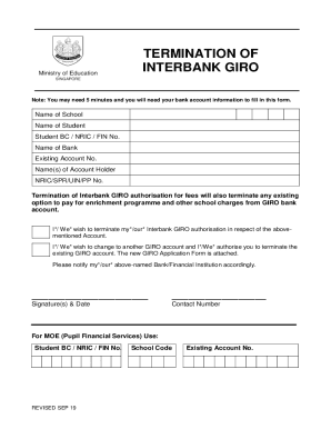 Fillable Online Termination of Giro form - Ministry of Education Fax ...