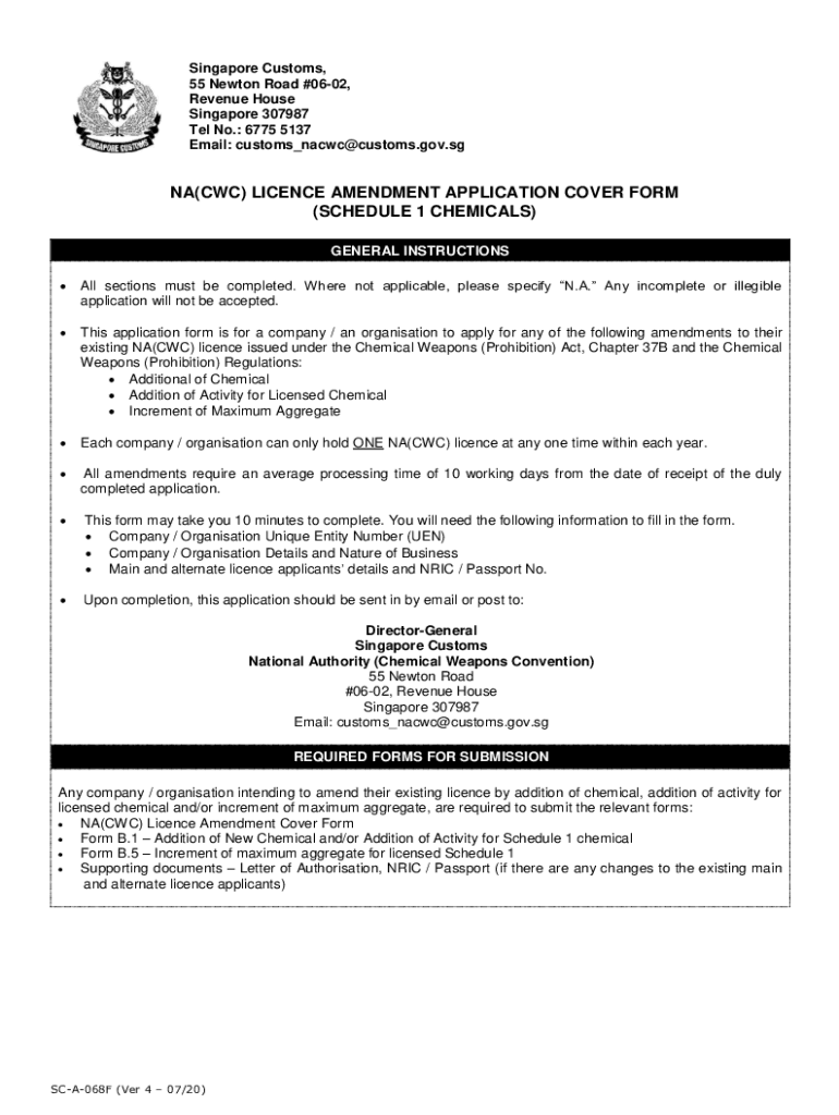 Fillable Online NA(CWC) LICENCE AMENDMENT APPLICATION COVER FORM ...
