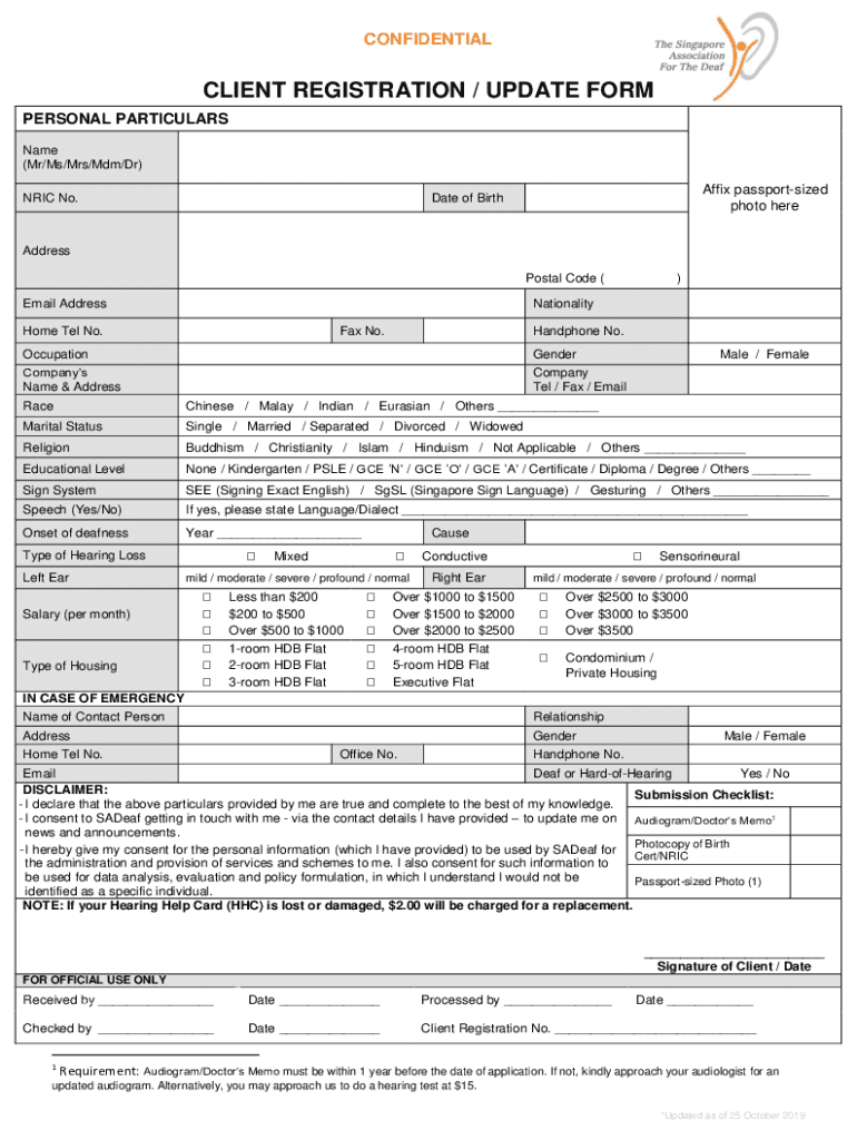 Fillable Online sadeaf org The Singapore Association for the Deaf ...