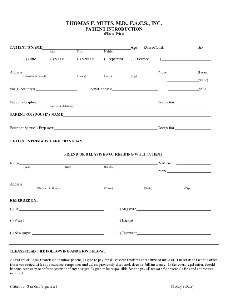 Fillable Online Patient Introduction Forms Fax Email Print - pdfFiller