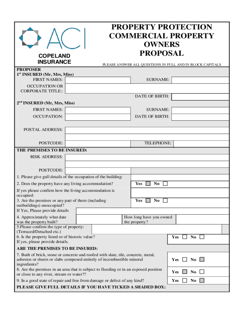 Fillable Online Property Owners Trading CommercialPROPOSAL FORM Fax ...
