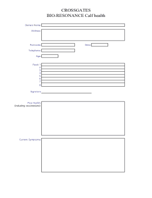 Fillable Online Calf health Sample Form.xls Fax Email Print - pdfFiller