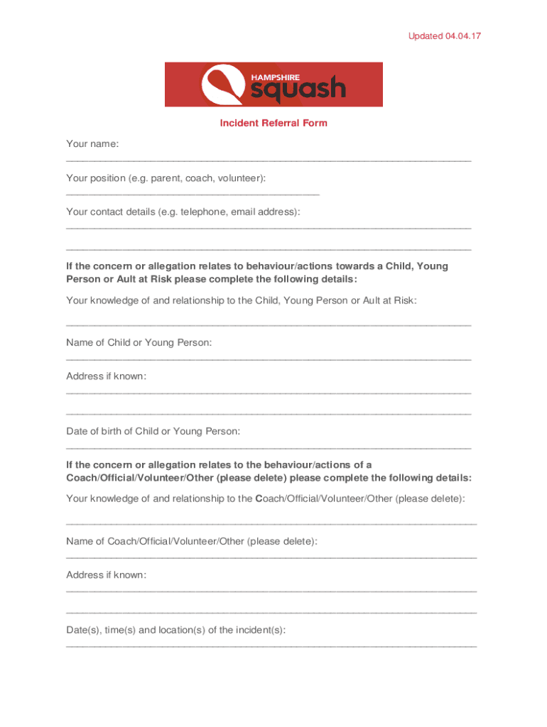 Fillable Online Safeguarding and protecting people for charities and ...