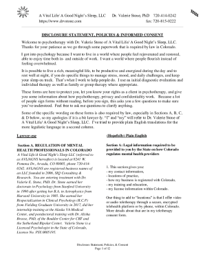 Fillable Online Professional Disclosure Statement and Informed Consent ...