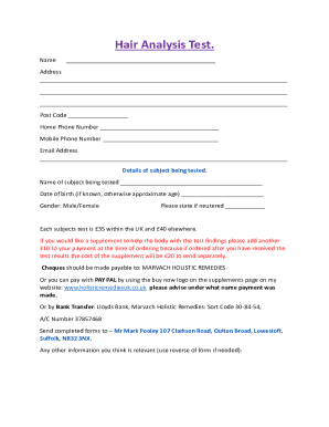 Fillable Online Hair-Analysis-Test-Form..docx Fax Email Print - pdfFiller