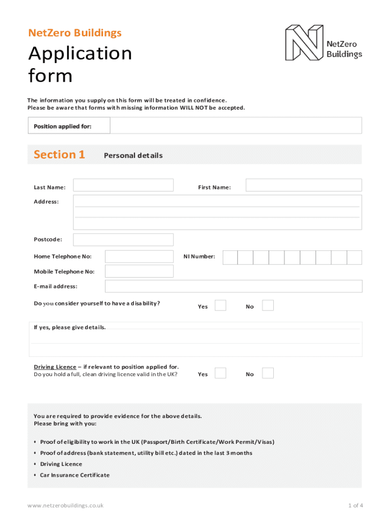Fillable Online NetZero Buildings Application Form.pdf Fax Email Print ...