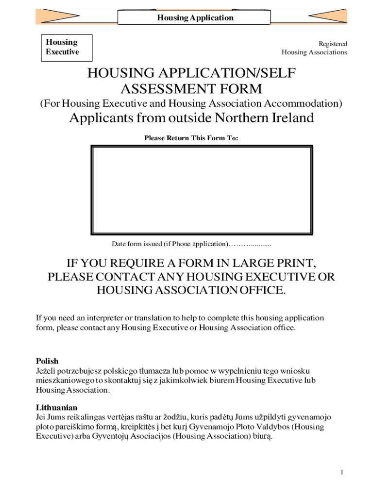 Fillable Online PDF Housing application Self assessment form for ...