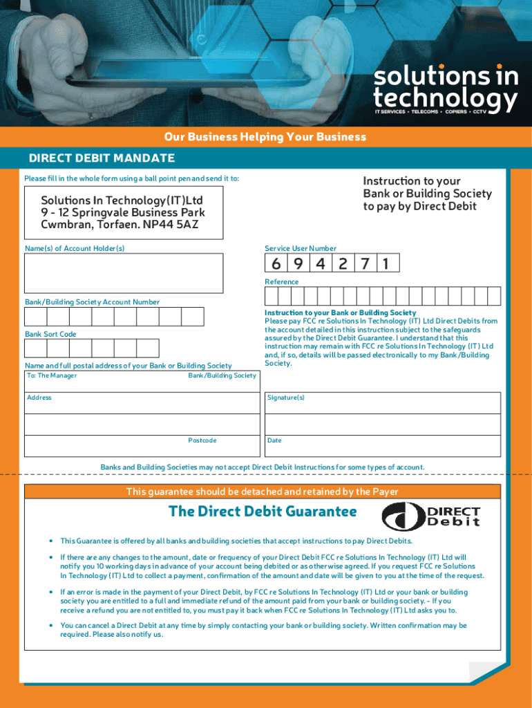 Fillable Online Instruction to your bank or building society to pay by ...