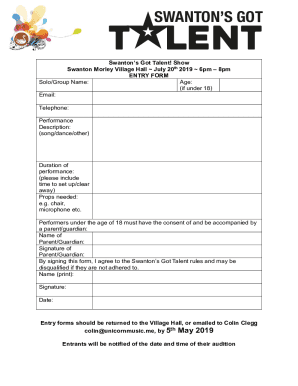 Fillable Online Swanton's Got Talent Entry Form 1 Fax Email Print ...
