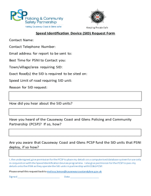 Fillable Online Speed Identification Device (SID) Request Form Fax ...