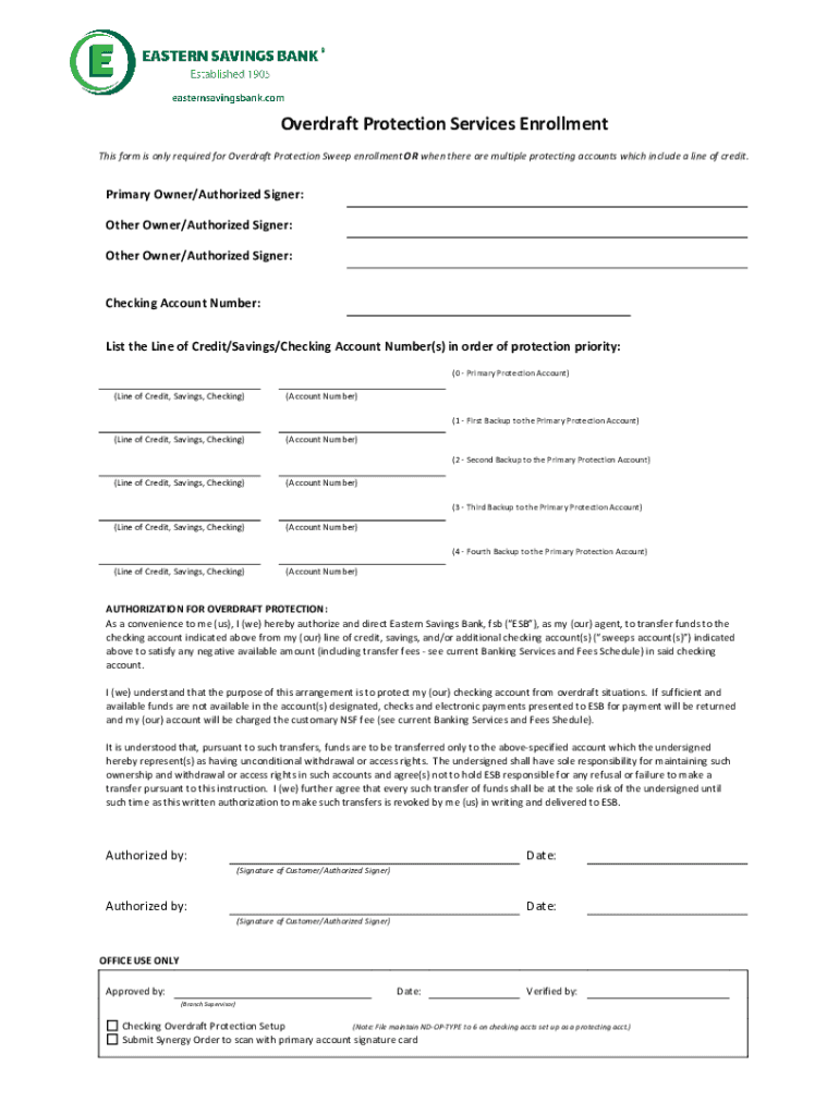 Fillable Online Overdraft Enrollment Form Fax Email Print - pdfFiller