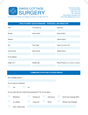 Fillable Online Swiss Cottage Dental Surgery - London, United Kingdom ...