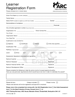 Fillable Online arcuk org 10+ Printable Registration Form Templates ...