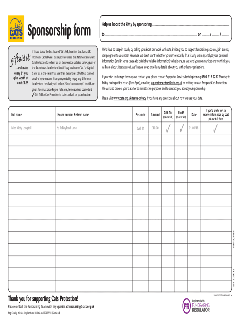 Fillable Online 8+ Charity Sponsorship Form Templates in PDFDOCFree ...