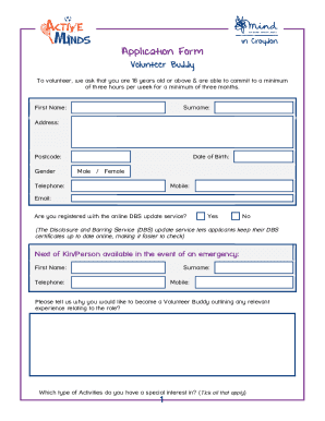 Fillable Online FREE 10+ Sample Volunteer Application Forms in MS Word ...