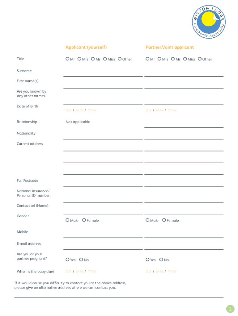 Fillable Online JOINT APPLICATION WITH AND Applicant Full Name Joint ...