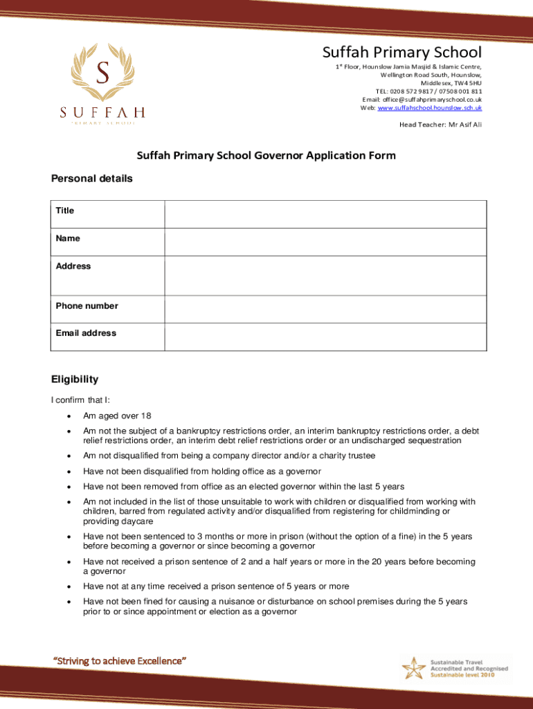 Fillable Online suffahschool hounslow sch Suffah Primary School 1 Floor ...