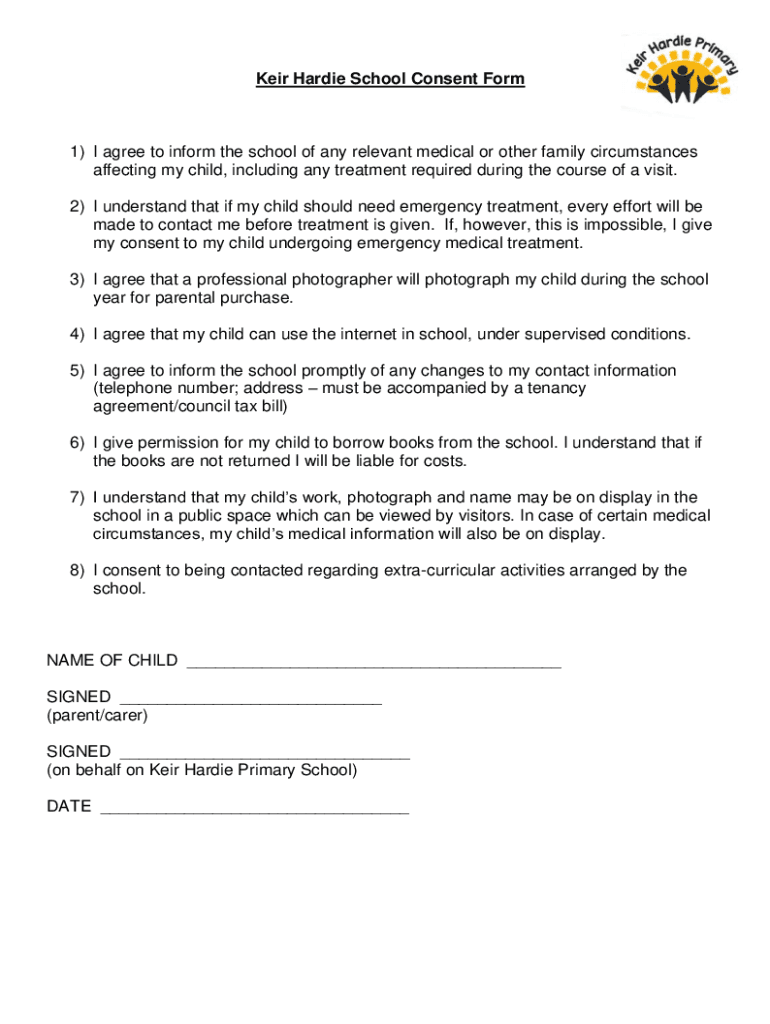 Fillable Online keirhardie newham sch 18+ School Consent Form Templates ...