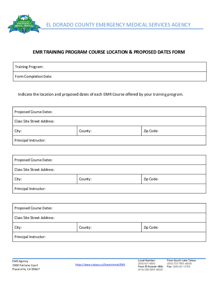 Fillable Online CERT Training - El Dorado Hills Fire Department Fax Email Print - pdfFiller