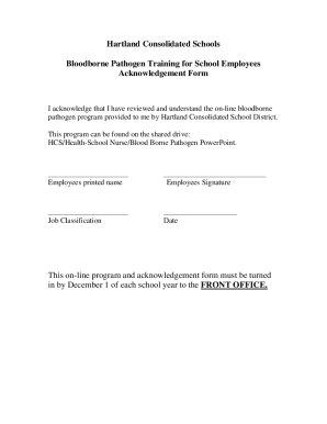 Fillable Online Bloodborne Pathogen Training for School Employees Fax ...