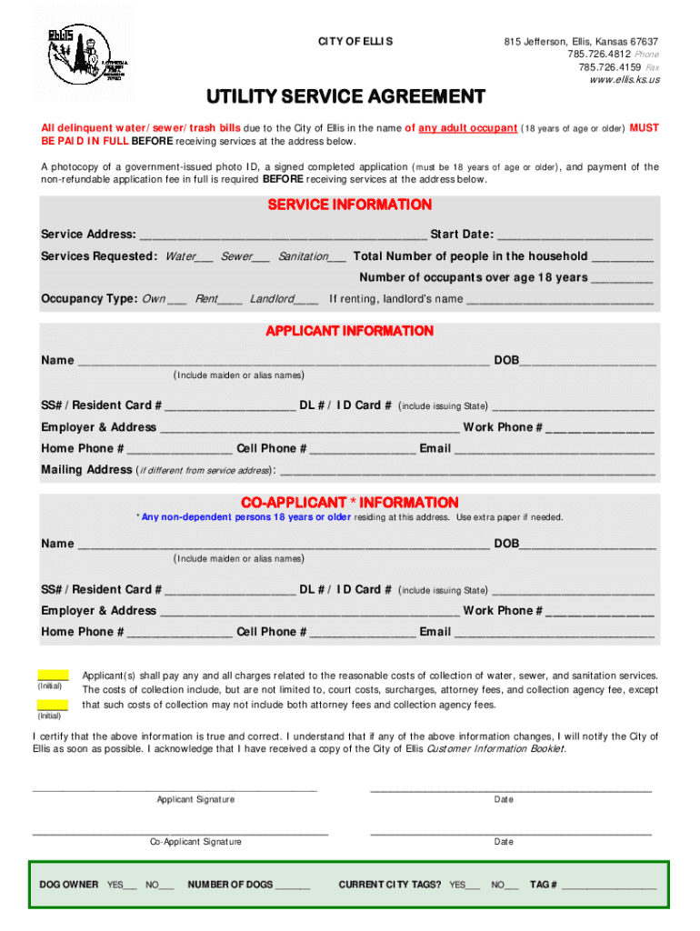 Fillable Online ellis ks City of Ellis Fire Department 815 Jefferson St ...