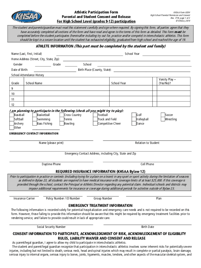Fillable Online Athletics / Participation Forms - Wake County Public ...