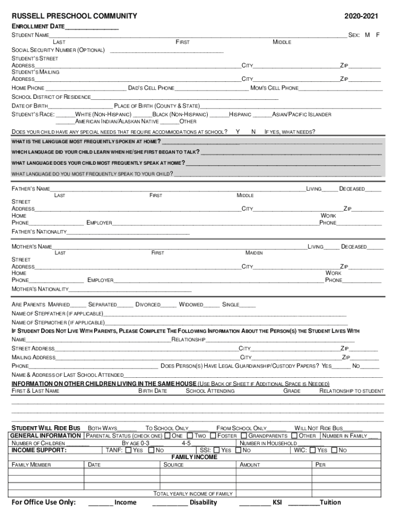 Fillable Online District: Healthy Kids Clinic Registration Form School ...