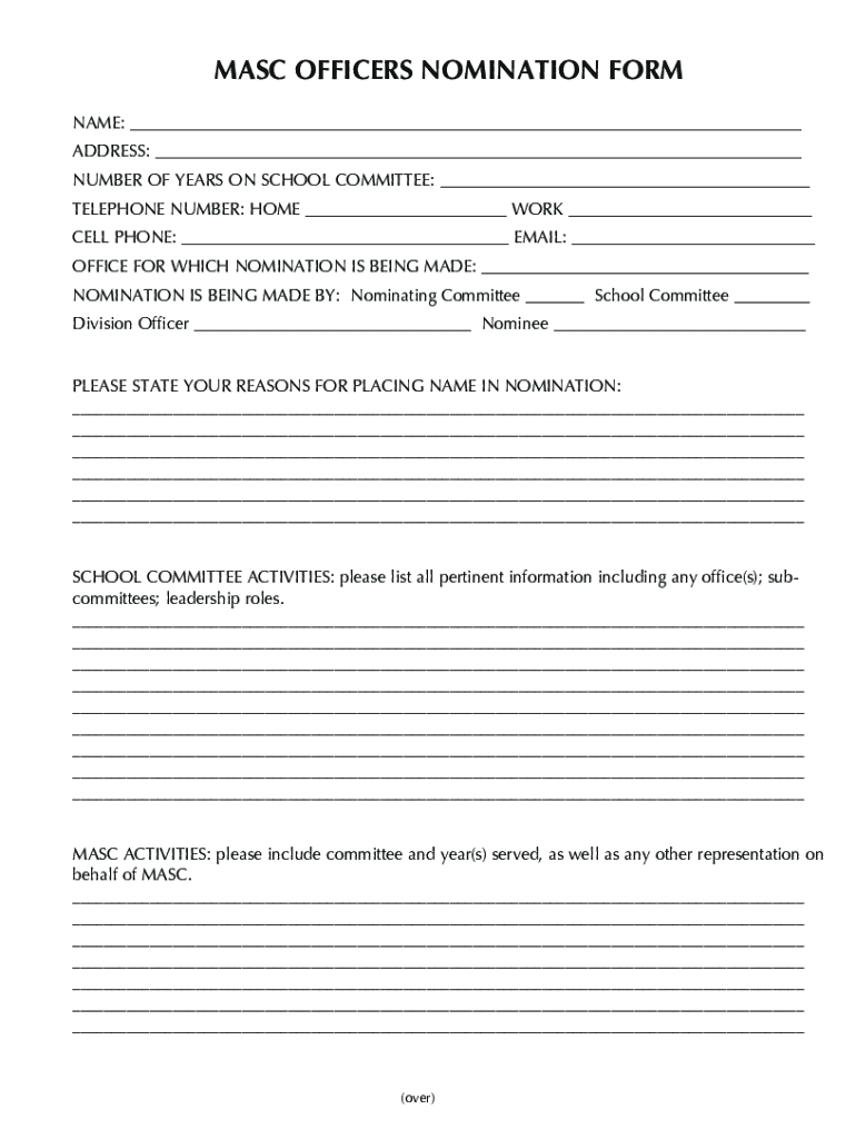 Fillable Online Its tIme to fIll out those forms MASC SChOOL COMMittEE ...