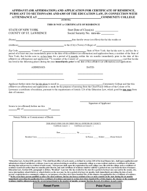 Fillable Online AFFIDAVIT OR AFFIRMATION AND APPLICATION FOR ...