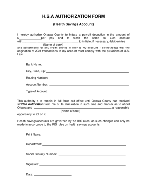 Fillable Online Health Savings Account (HSA) AuthorizationFormAbout ...