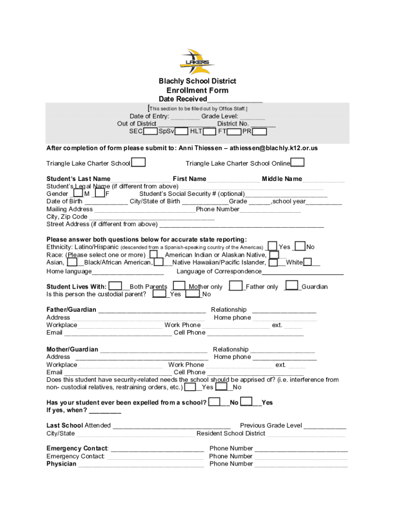 Fillable Online Blachly School District Registration Form.docx Fax ...