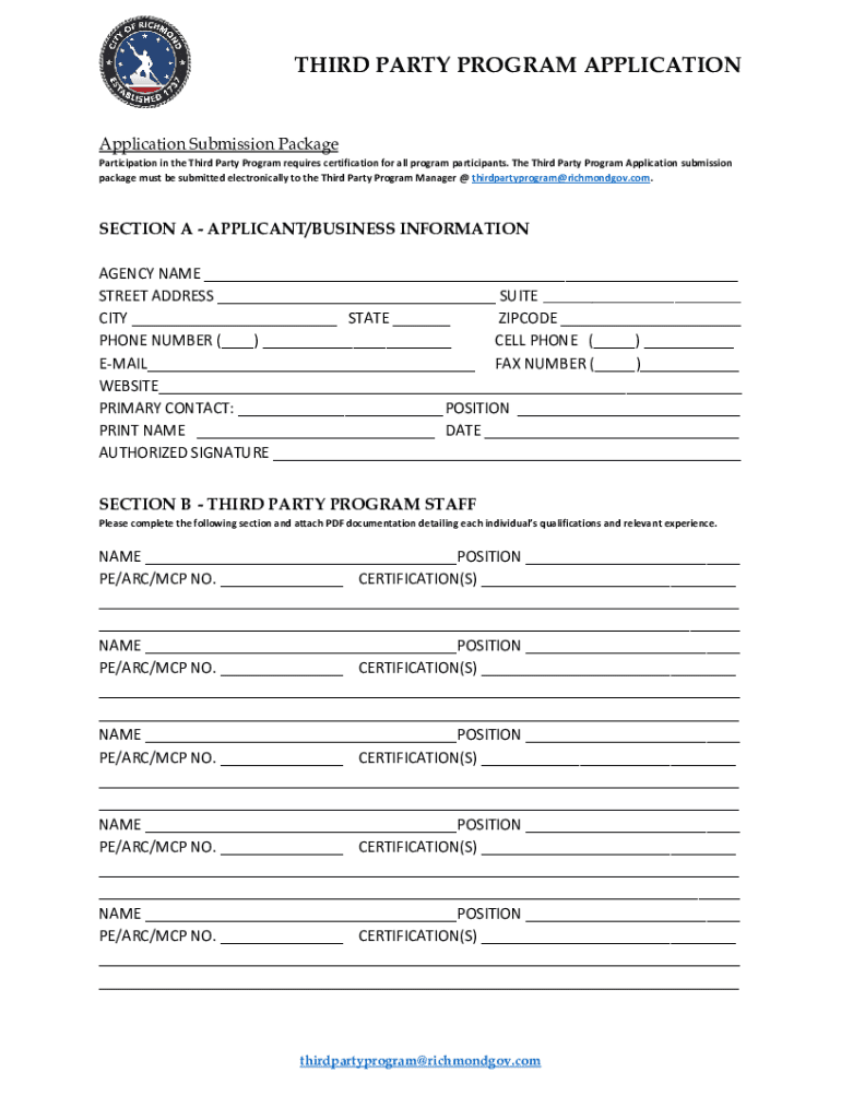 Fillable Online The Five Parts of Third-Party Application ...
