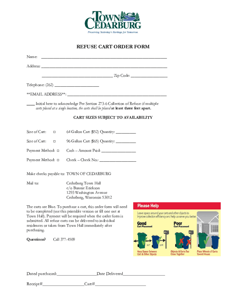 Fillable Online Refuse Cart Order Form 2020 revised 6-20.doc Fax Email ...