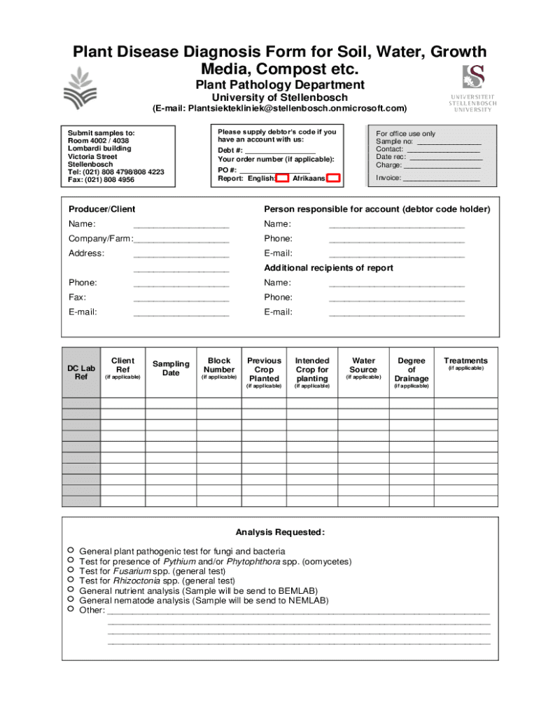 Fillable Online Plant Disease Identification Form - Stellenbosch ...