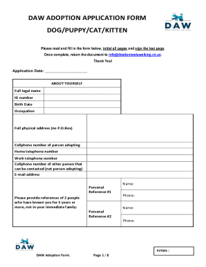 Fillable Online 30+ Pet Adoption Application Form TemplatesJotForm30 ...