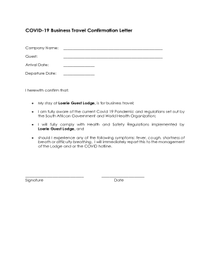 Fillable Online COVID-19 Business Travel Confirmation Letter Fax Email ...