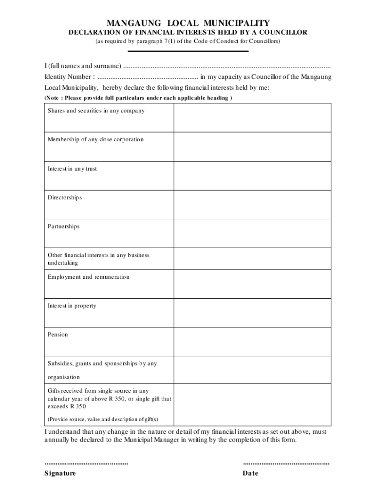 Fillable Online Interest declaration form.PDF Fax Email Print - pdfFiller