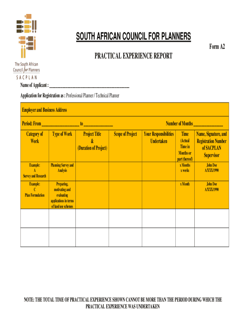 Fillable Online South African Council For Planners - Sacplan - Fill and ...
