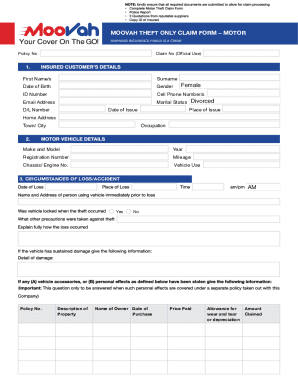 Fillable Online 117597 MOOVAH THEFT ONLY CLAIM FORM Fax Email Print ...