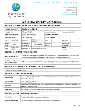 Fillable Online MATERIAL SAFETY DATA SHEET - taurus.ag Fax Email Print ...